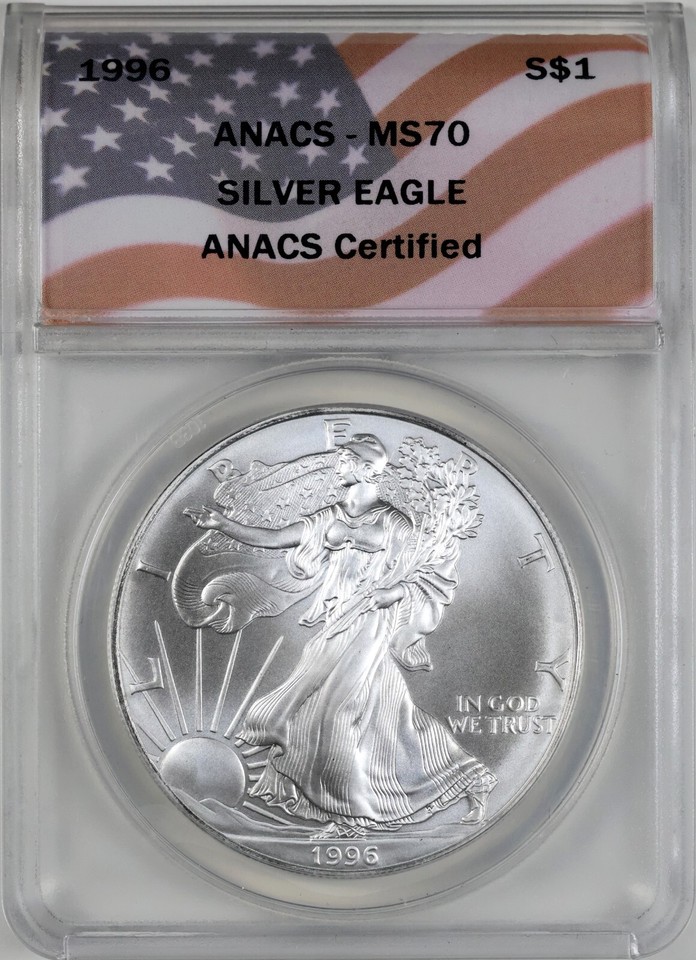 1996 American Silver Eagle ANACS MS70 Flag Label 70 | eBay
