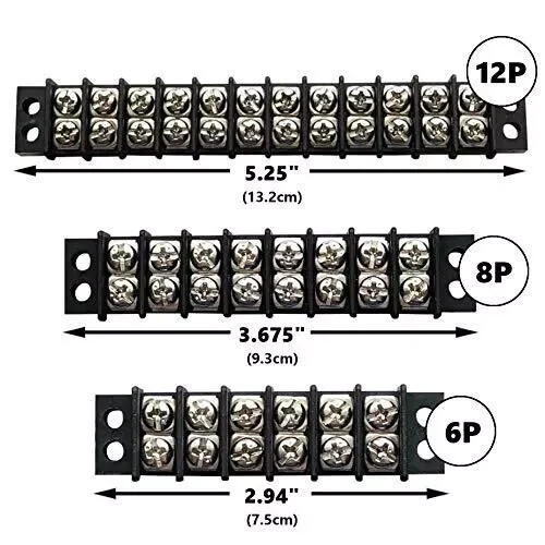 Double Screw Terminal Junction Block 300V/20A Row Barrier Strip 2-Pack ...