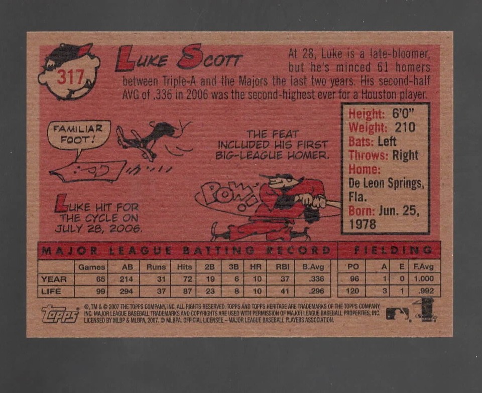 2007 Topps Heritage #317 Luke Scott Near mint or better | eBay