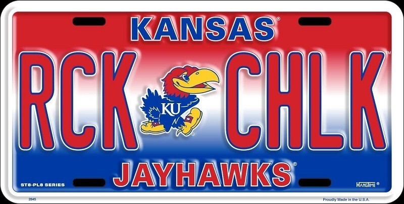 KANSAS JAYHAWKS RCK CHLK ROCK CHALK EMBOSSED METAL NOVELTY LICENSE ...