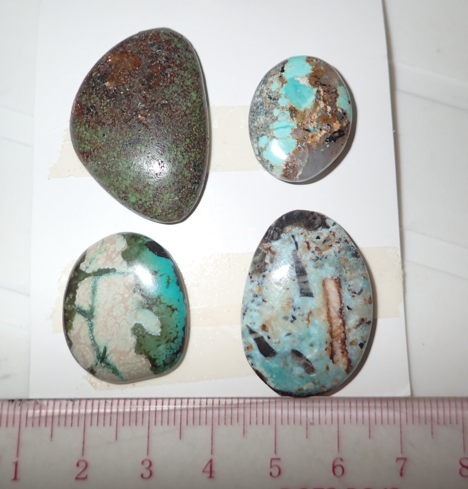Turquoise Stone Flat Free Form Cabochon 82.5 Carat 4 pieces 16.5 gram ...