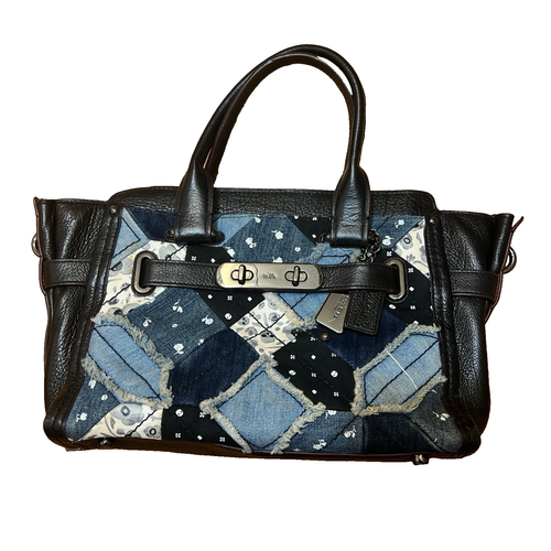 Vintage Coach Black Leather Swagger 27 Canyon Quilt Denim Handbag | eBay