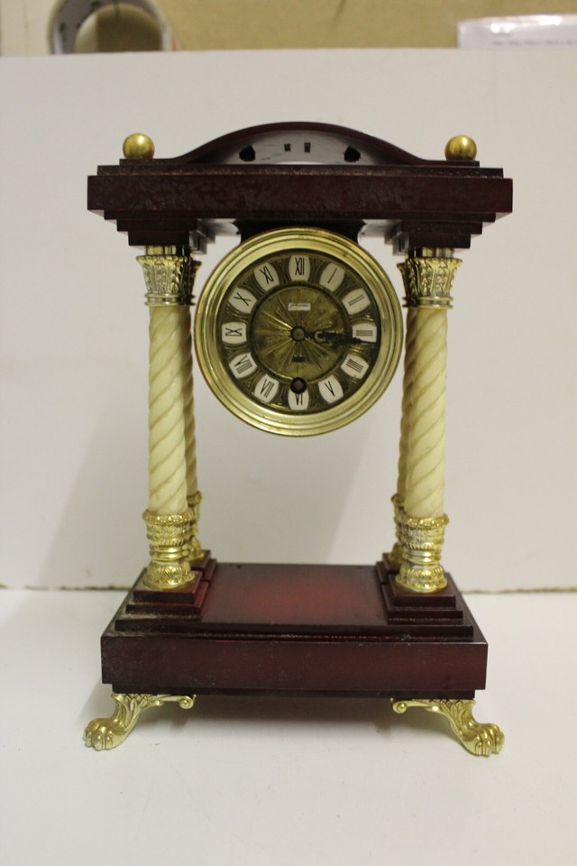 Johmid Pillar Mantle Clock Plastic vintage - in need of repair 6.5 x 4 ...