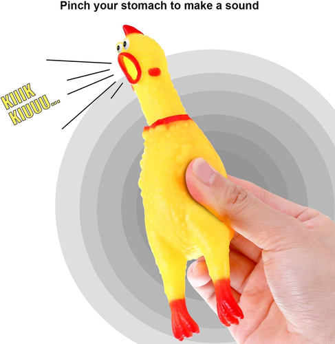 6 Pack Rubber Screaming Chicken Toy Yellow Rubber Squeaking Chicken Toy ...