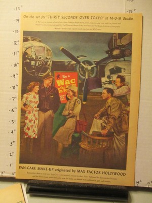 newspaper ad 1944 MAX FACTOR WAC WWII Phyllis Thaxter Hal Rosson Mervyn ...