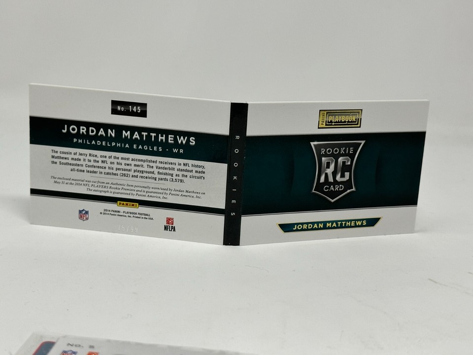 2014 Playbook Football Jordan Matthews Rookie RC Auto Relic Card #145 ...