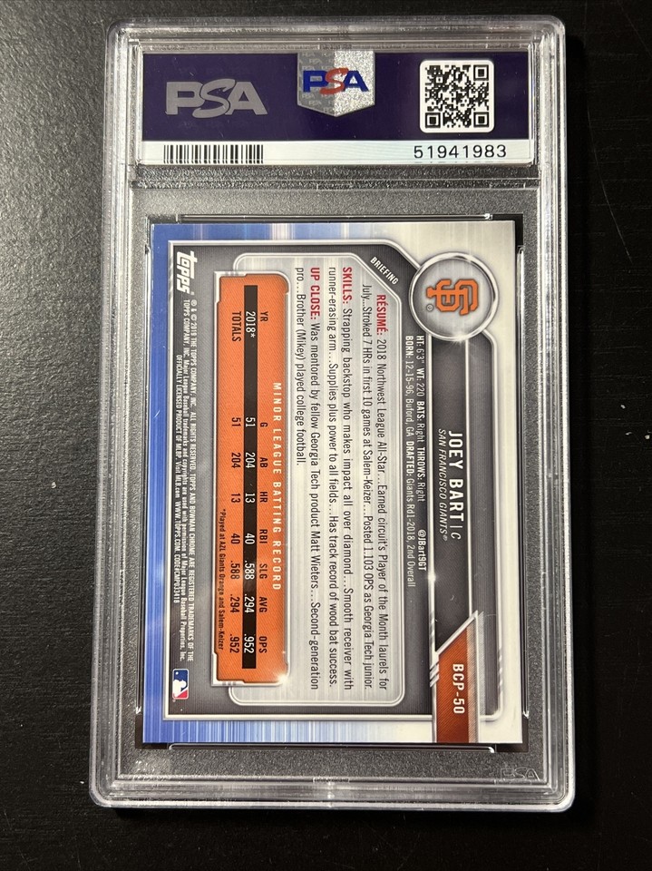 2019 Bowman Chrome Mega Box #50 Joey Bart Giants Orange Jersey RC ...