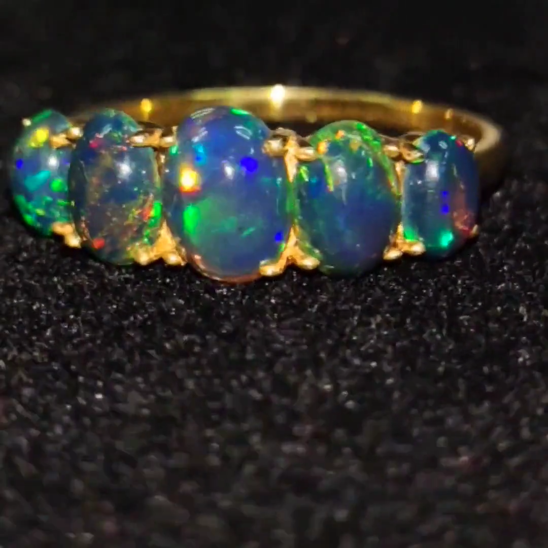 Natural Black Opal Ring Opal Engagement Ring Black Opal Ring Fire Opal ...