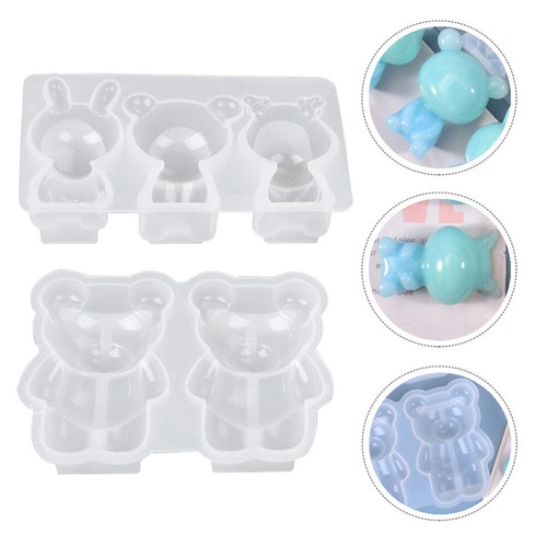 2pcs DIY Bear Rabbit Shape Molds Silicone Ornaments Cake Dessert Molds ...