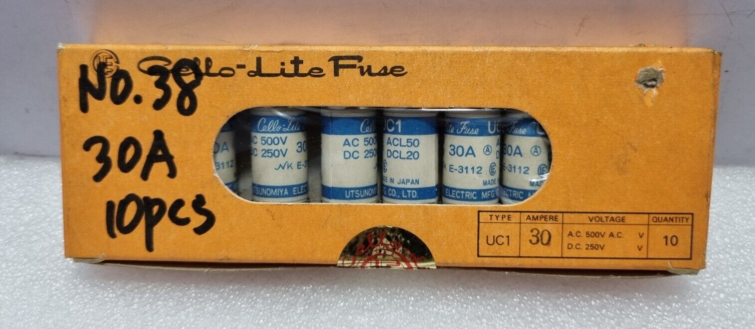 Cello-Lite Fuse UC1 Fuse 30 AMPERE A.C 500V AC DC 250V - QTY 10PCS in 1 ...