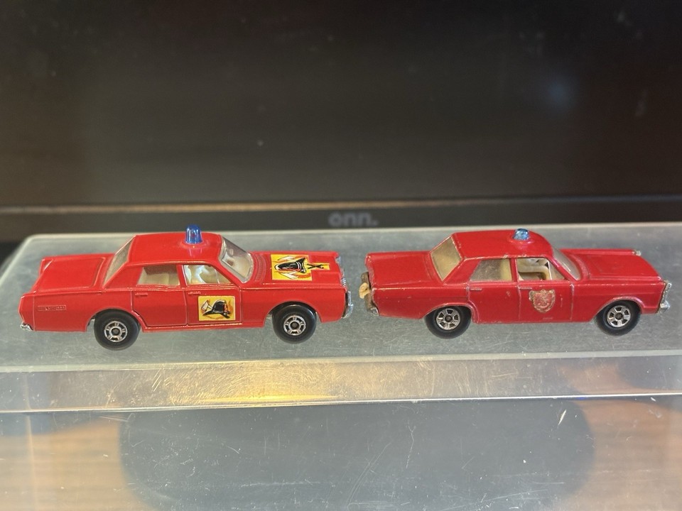 Matchbox Lesney Mercury Fire Chief Car #59/73+Ford Galaxie Chief Car ...