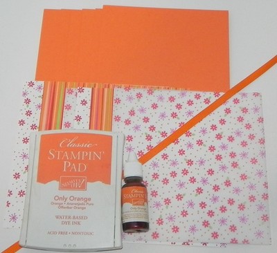 ONLY ORANGE FELT INK PAD REFILL 6X6 DESIGNER PAPER A2 CARDSTOCK STAMPIN ...