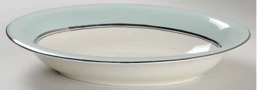 Castleton China Turquoise Platinum Trim 10" Oval Vegetable Bowl Made In ...