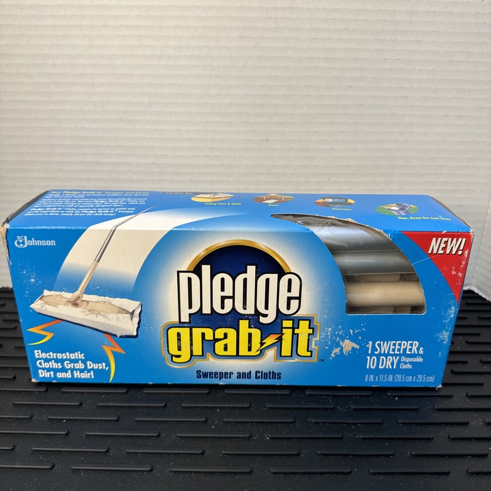 Pledge Grab It Sweeper Dust Mop and 10 Dry Disposable Cloths New In Box ...