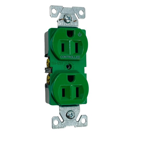 Eaton 5262CHGN 15A Half Control Duplex Receptacle 5-15R 2P 3W Green ...
