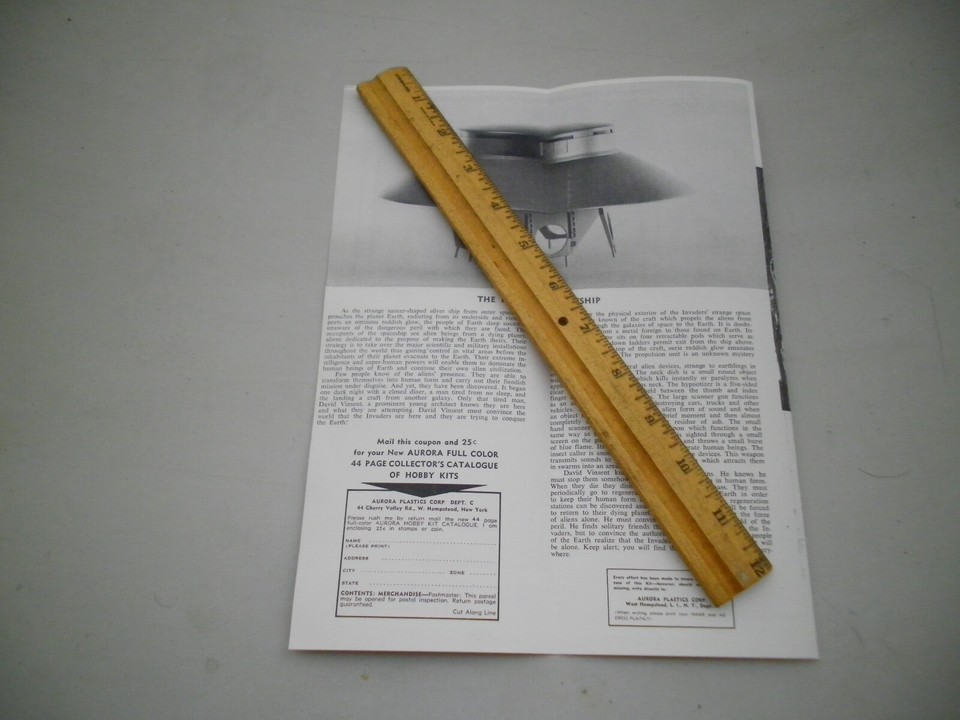 Aurora 1968 Model Kit # 813 UFO The Invaders Space Ship Instructions TV ...