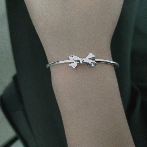 Adjustable Bowknot Silver Cuff Bracelet Silver Color Pendant Bangles ...