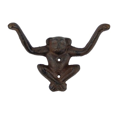 Cast Iron Monkey Double Wall Hook Coat Towel Key Hanger Antique Style ...