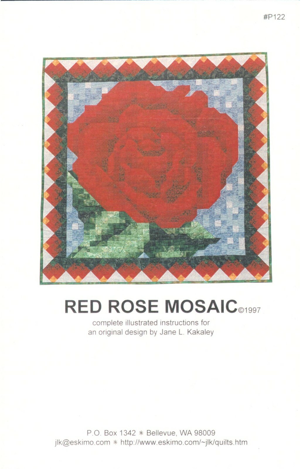 Red Rose Mosaic Quilt Pattern Wall Hanging | eBay
