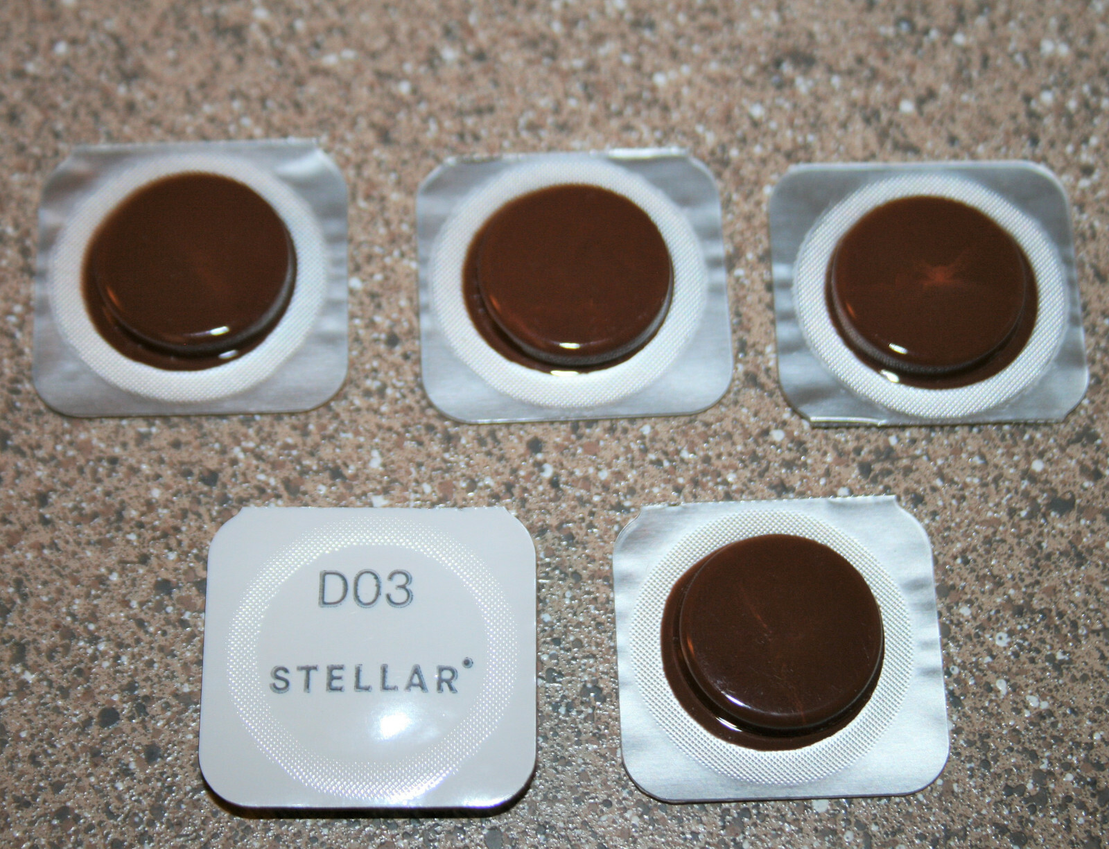 5 x STELLAR Limitless Foundation D03 sample pods deep neutral golden ...