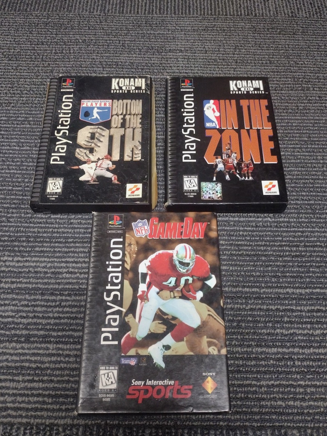 Lot of 3 Playstation 1 PS1 Games Bottom of the 9th, In The Zone GameDay ...