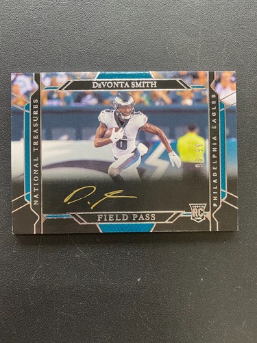 Devonta Smith 2021 National Treasures Gold Ink Auto Autograph EC Eagles ...