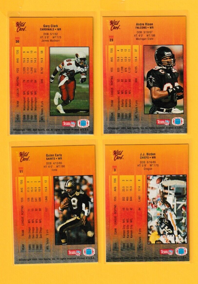 1993 Wild Card 4 card Bomb Squad lot Andre Rison, Gary Clark | eBay