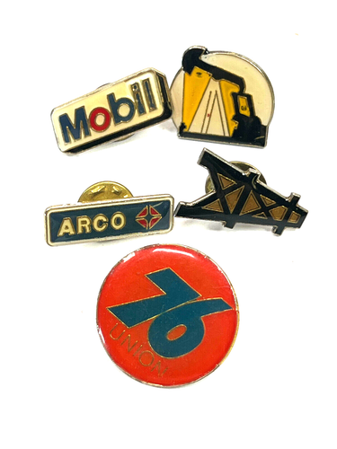 Lot (5) vtg 70s 80s Enamel Resin Pins Pinbacks Oil Gas Mobil 76 Arco ...