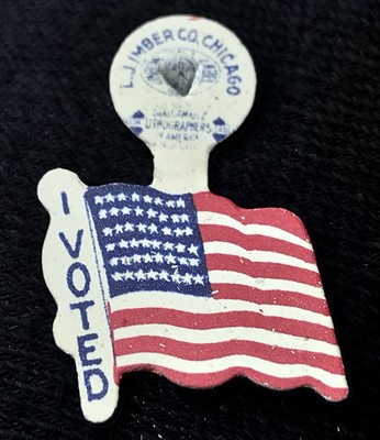 I Voted Fold Over Vintage Pin USA Flag Old Glory America Patriotic 48 ...