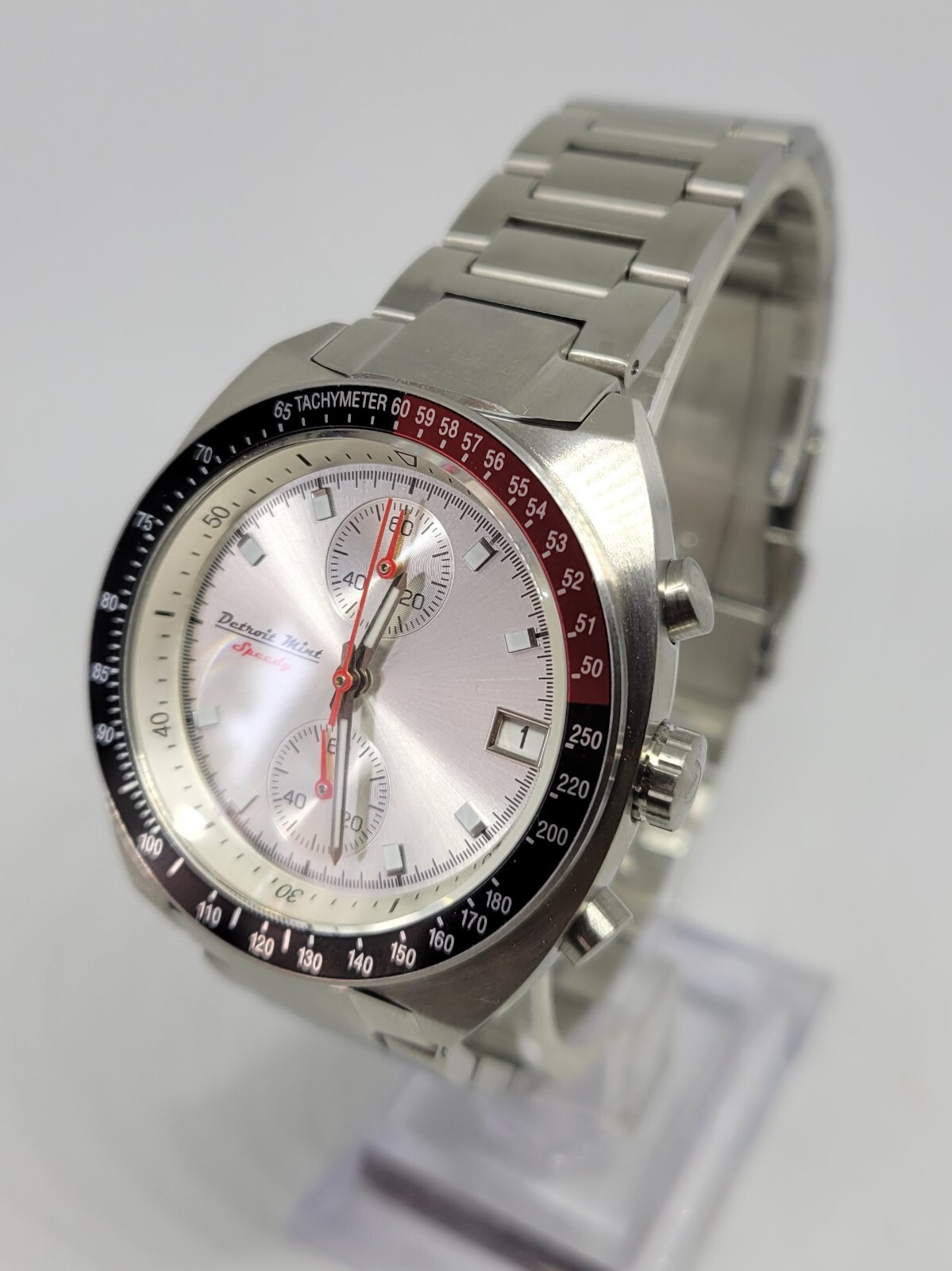 Detroit Mint Speedy Chronograph- Brushed Chrome Silver Pogue Seiko VK61 ...