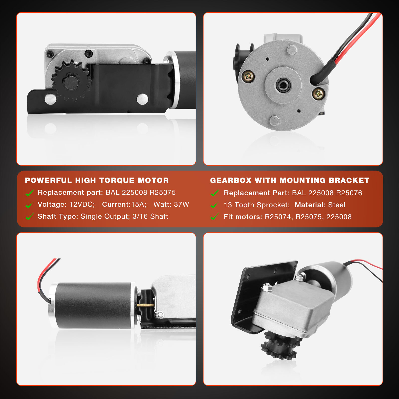 RV Slide-Out Motor & Gearbox Assembly For RV BAL Accu-Slide Cable ...