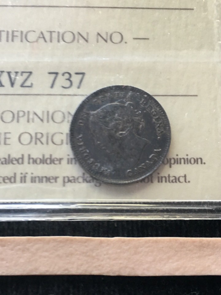 1885 Small 5 ICCS Graded Canada, Small Silver ¢5 Five Cent, **VF-30** # ...