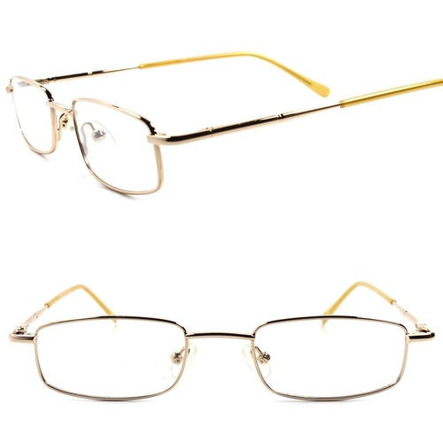 Rx Ready Slick Modern Rectangle Gold Clear Lens Eye Glasses Frame | eBay