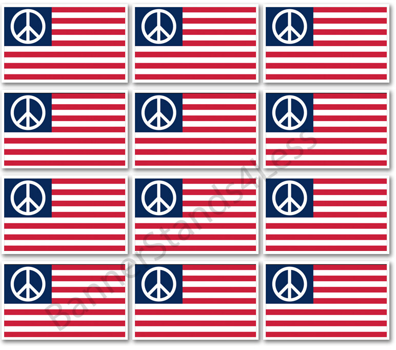 12 PACK 3x5 Inch AMERICA USA WORLD PEACE Flag Sticker Decal | eBay