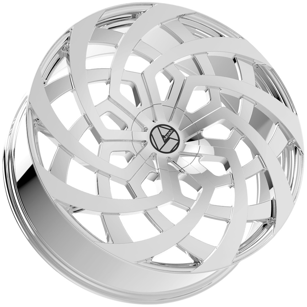 (Set of 4) Azara AZA-521 22x8.5 5x4.5"/5x120 +38mm Nano Chrome Wheels ...