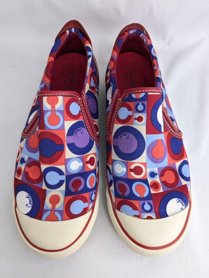Sneaker Coach Beale A1317 Slip On C Logo Red Pink Purple Women’s Sz 9 ...