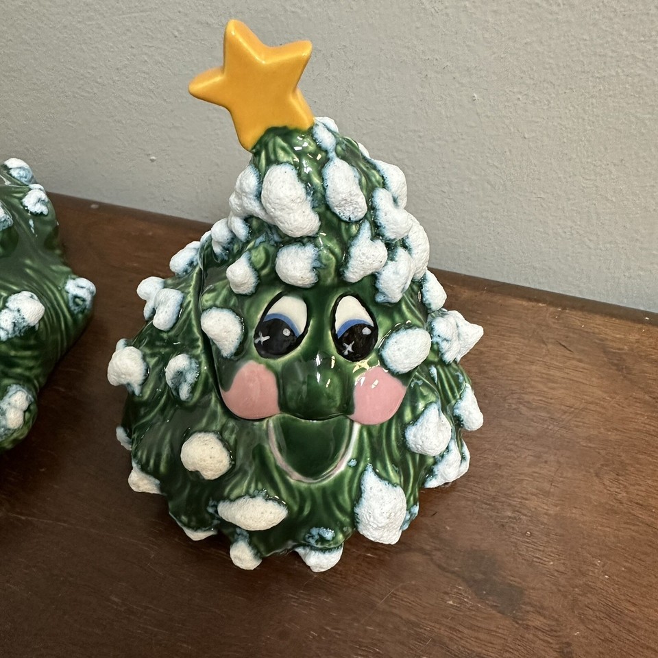 Vtg Scioto Ceramic Glazed Kitschy Smiling Face Christmas Tree Cookie ...