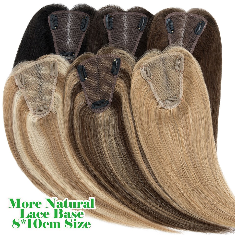 Natural Topper Hairpiece Clip In REMY 100% Human Hair Silk Base Toupee ...