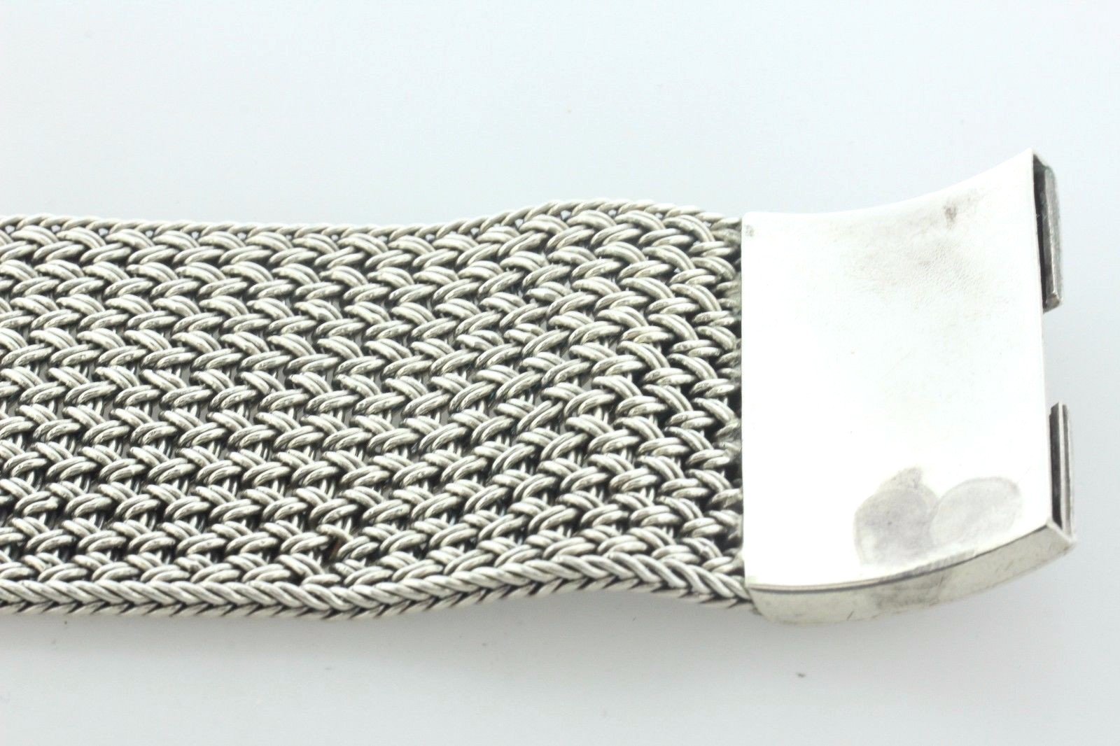 Vtg Sterling Silver Floral Panel Design Thick Heavy Interwoven Mesh ...