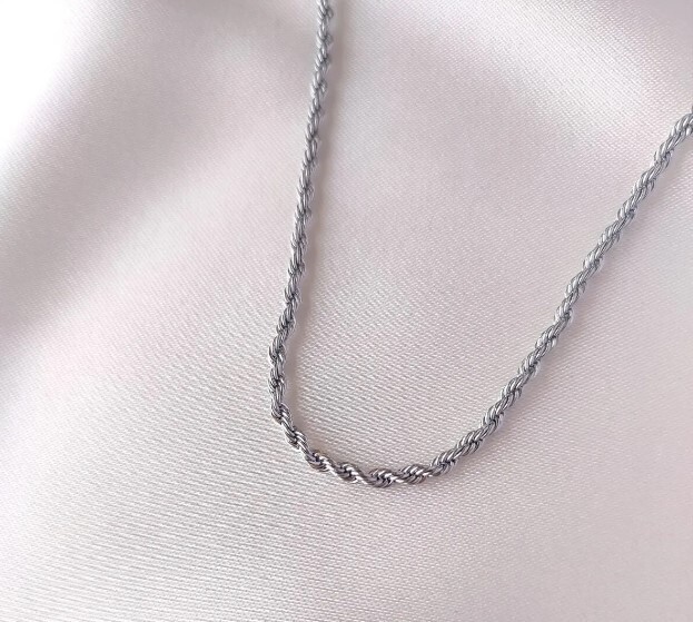 Italian Solid Sterling Silver Rope Link Chain Necklace 925 Silver Chain ...