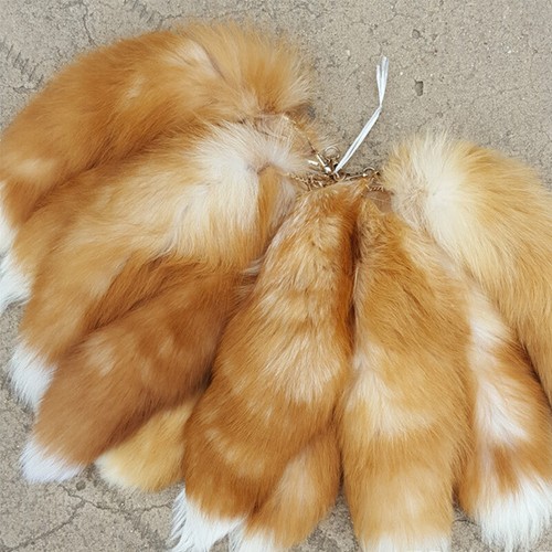 1pcs Large Crystal Fox Tail HIDE Fur Keychain Tassel Bag Tag Charm Bag ...