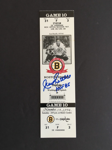 JEAN RATELLE AUTOGRAPHED LAST SEASON FULL TICKET BOSTON GARDEN #10 J.S ...