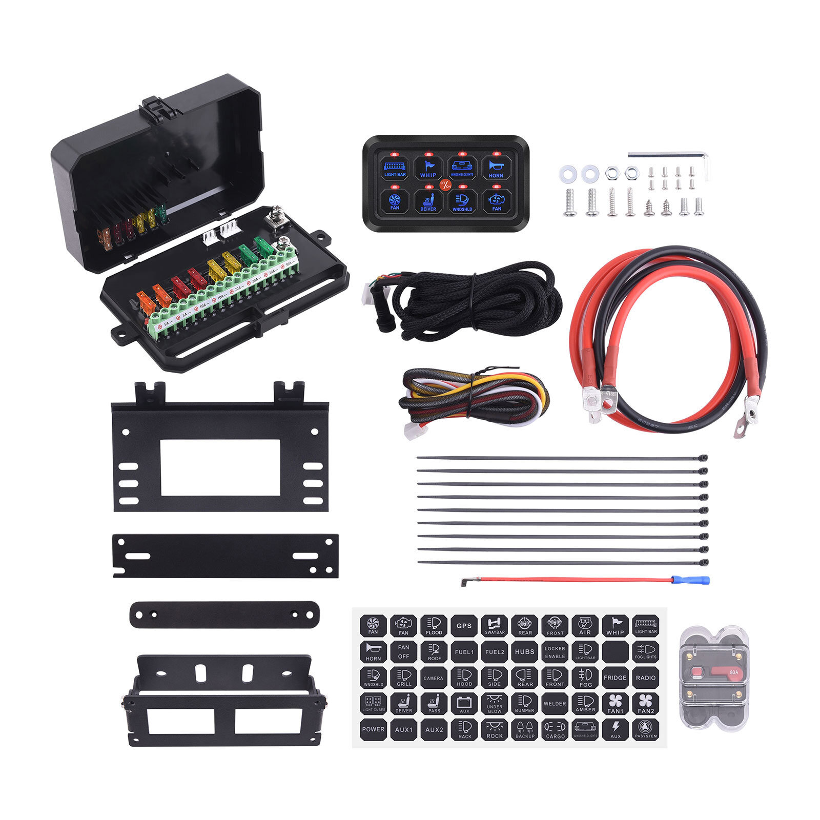 MICTUNING 8 Gang Switch Panel Kit On/Off LED Switch Panel Circuit ...