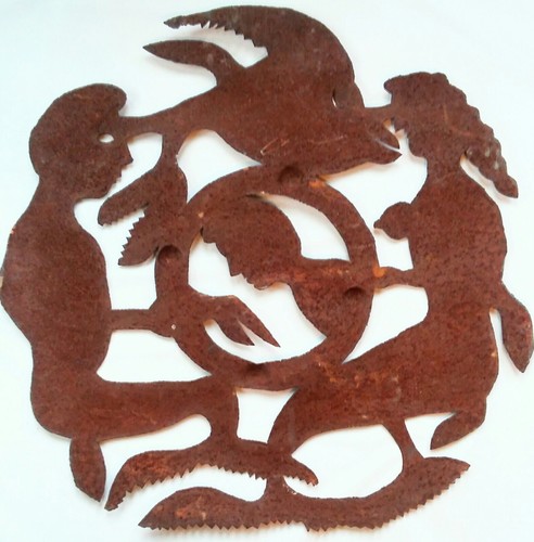 *RARE EXAMPLE* HAITIAN JONAS PASCAL METAL FOLK ART SCULPTURE~MERMAIDS ...