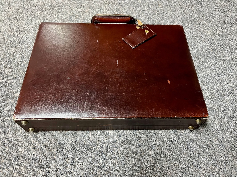 Vintage Burgundy Red Leather Briefcase Attaché Case Combo Lock; Hard ...