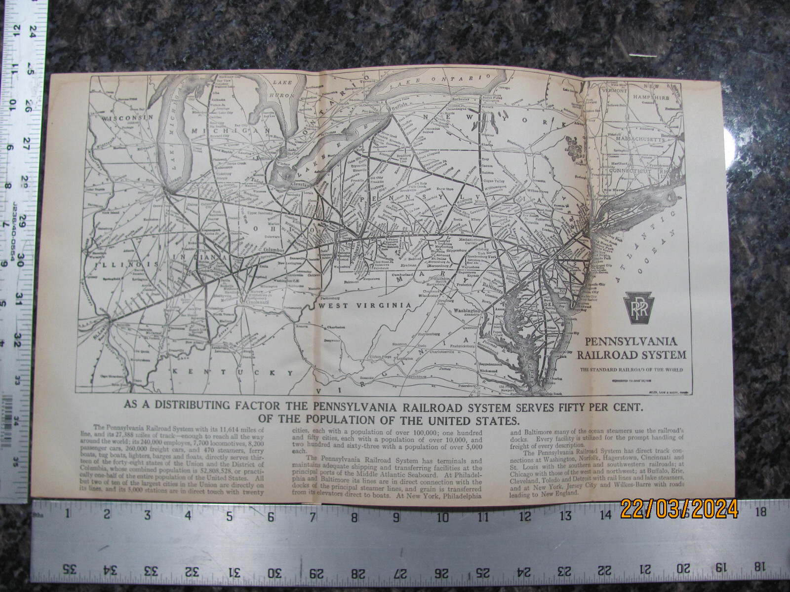 RARE 1924 PENNSYLVANIA RAILROAD SYSTEM MAP w/ all CONNECTING RR LINES ...