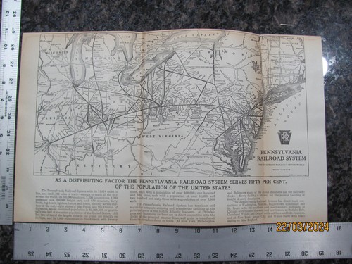 RARE 1924 PENNSYLVANIA RAILROAD SYSTEM MAP w/ all CONNECTING RR LINES ...
