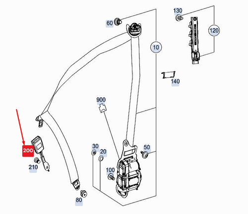 MERCEDES W205 C Class 2015 RHD Seat Belt Buckle Front Left Side ...