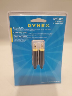 Dynex - 6 foot 3.5mm Stereo Audio Cable - Black Model DX-MP35B MP3 ...