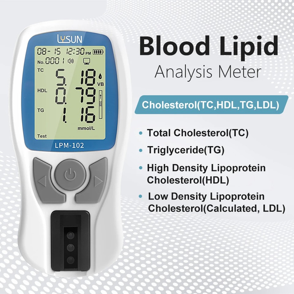 5-in-1 Blood Lipid Test Kit with Strips Lancets Cholesterol HDL LDL TG ...